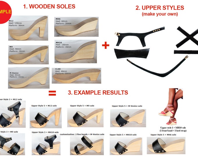 Shoemaking Kit: Wooden Sole Base + Leather Upper- Make Your Own Swedish ...