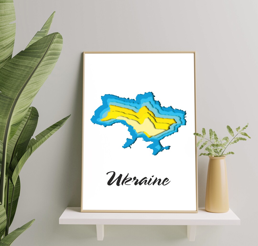 Ukraine Map Digital File Ukraine Flag Wall Art Stand With Ukraine ...