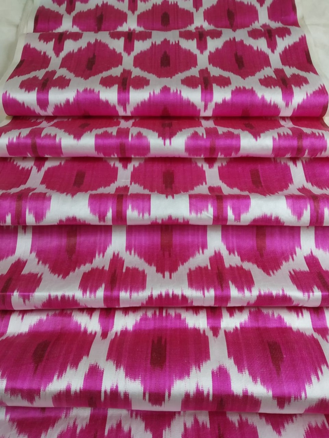 Uzbekistan Handwoven Pink Soft Silk Ikat Fabric. - Etsy