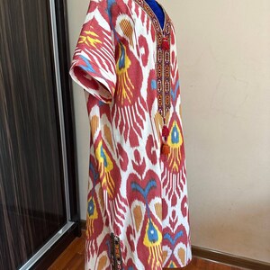 Cotton Ikat Dress With Embroidery Ribbon 1970s,folk Art Traditional ...