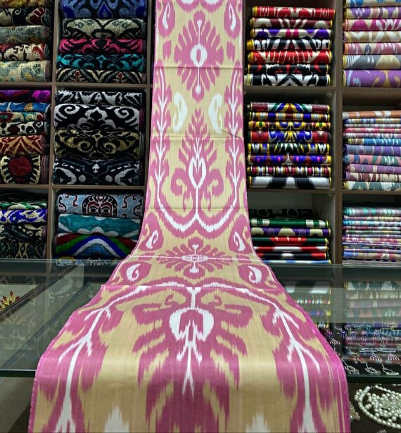 Uzbek Traditional Cotton Woven Ikat Fabric Meter