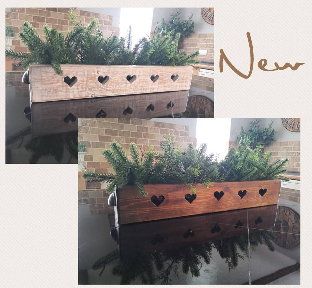 Wooden Table Centrepiece Heart Crate Home Accessories Table | Etsy UK