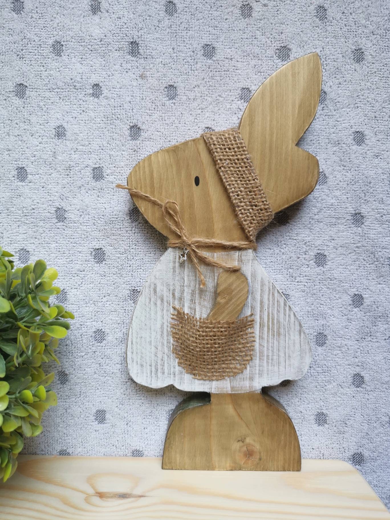 Wooden Rabbit Decoration Pair of Rabbits Home Decor Neutral - Etsy UK