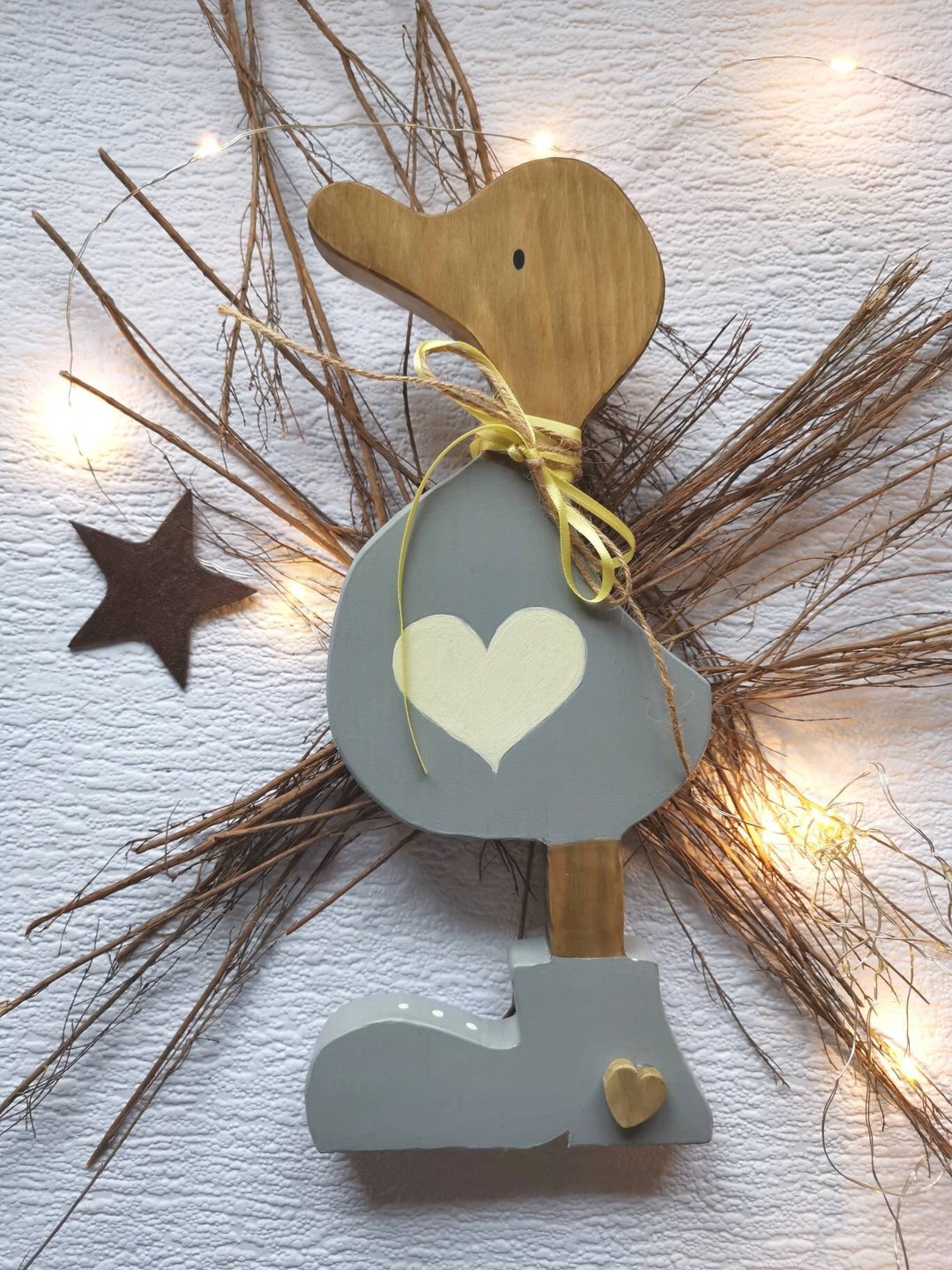 Easter Decorations, Wooden Duck With Boots, Love Heart, Gift, Home ...