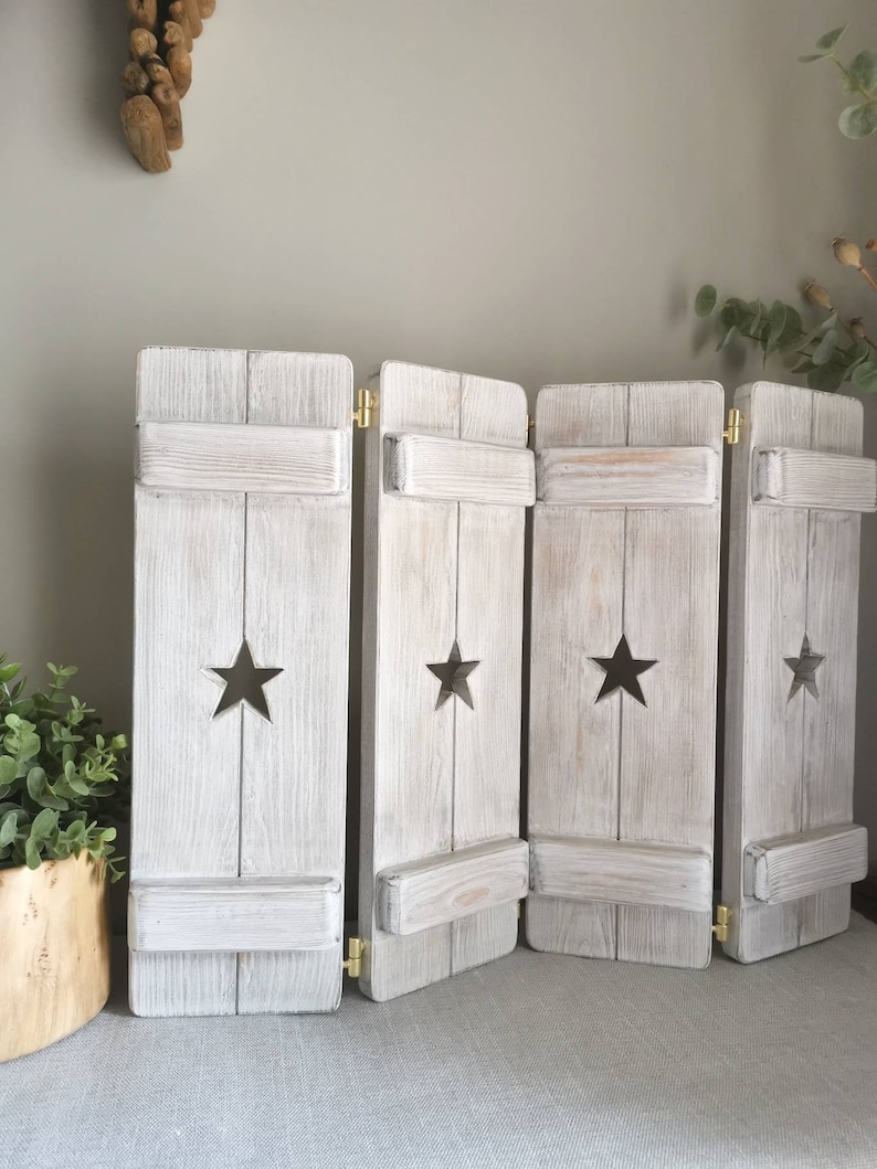 Joined Wooden Shutters, Shutter Panels, Rustic Home Decor, Star Decor ...