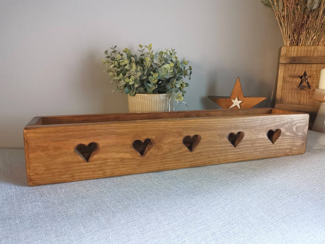 Wooden Table Centrepiece, Heart Crate, Home Accessories, Table Display ...