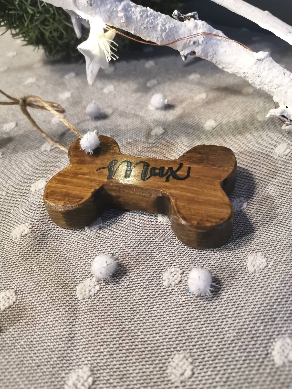 Christmas Tree Decoration Wooden Dog Bone Personalised Home | Etsy UK