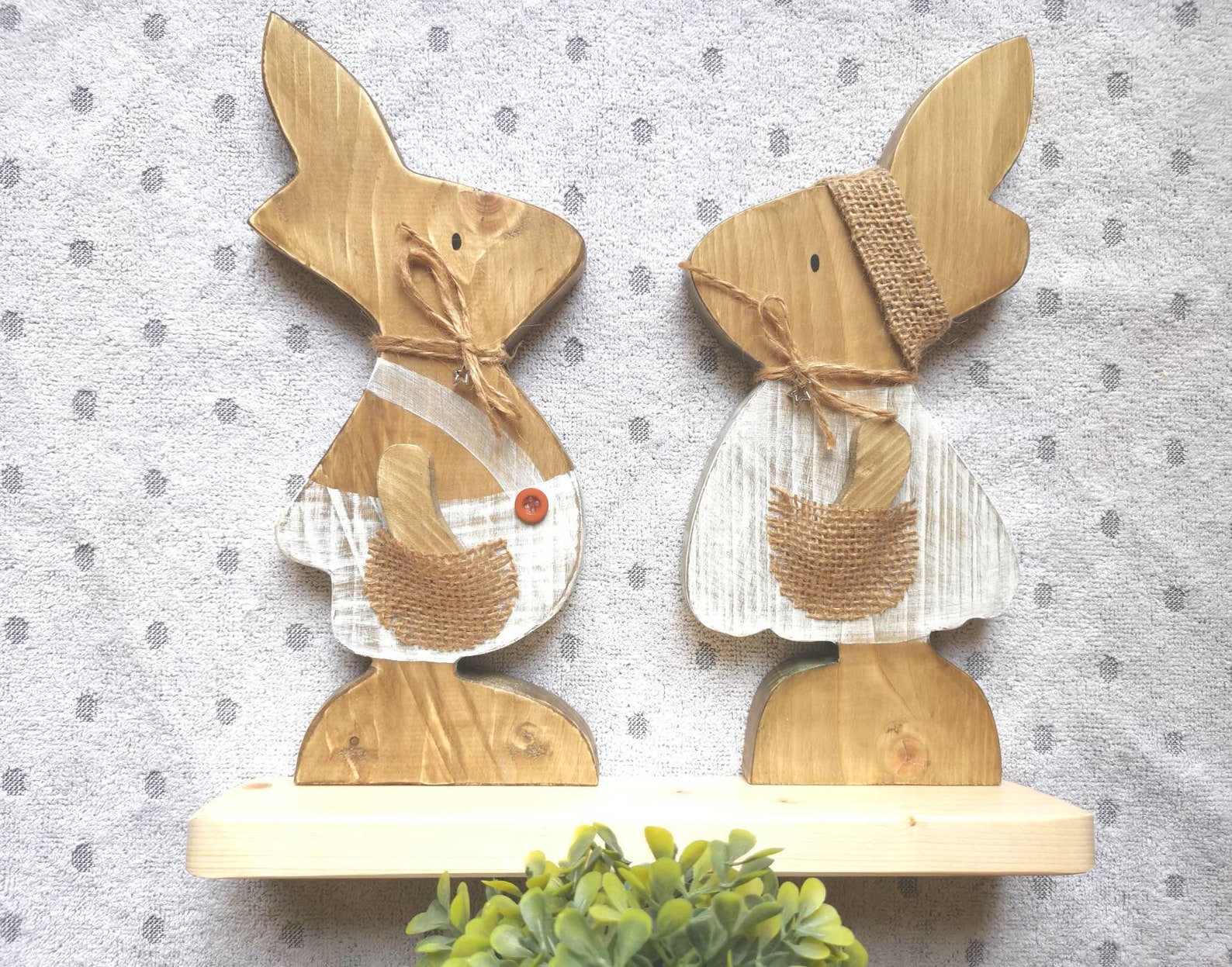 Wooden Rabbit Decoration Pair of Rabbits Home Decor Neutral - Etsy UK