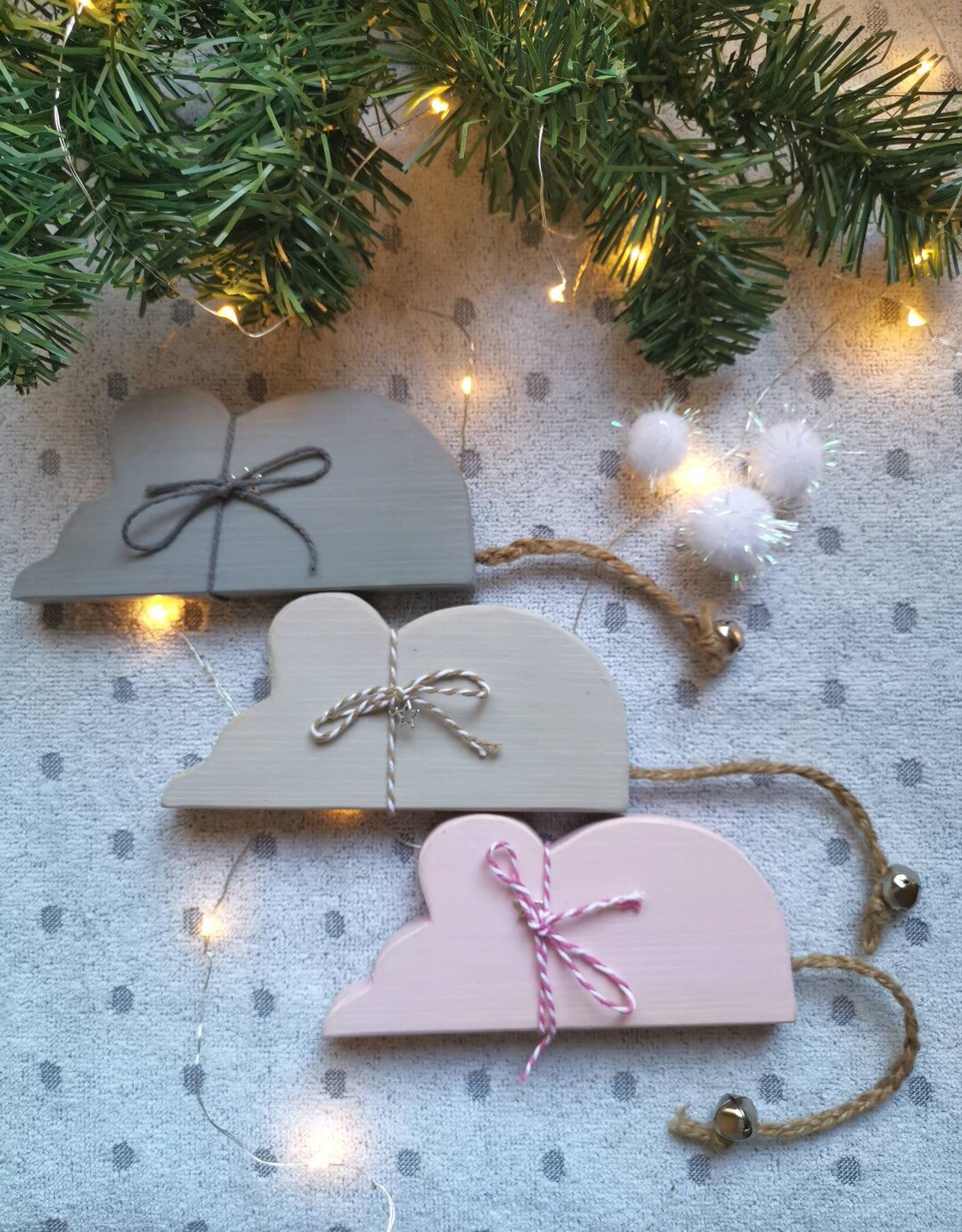 Christmas Decorations, Wooden Mouse With Bell, Home Gift, Mouse Decor ...