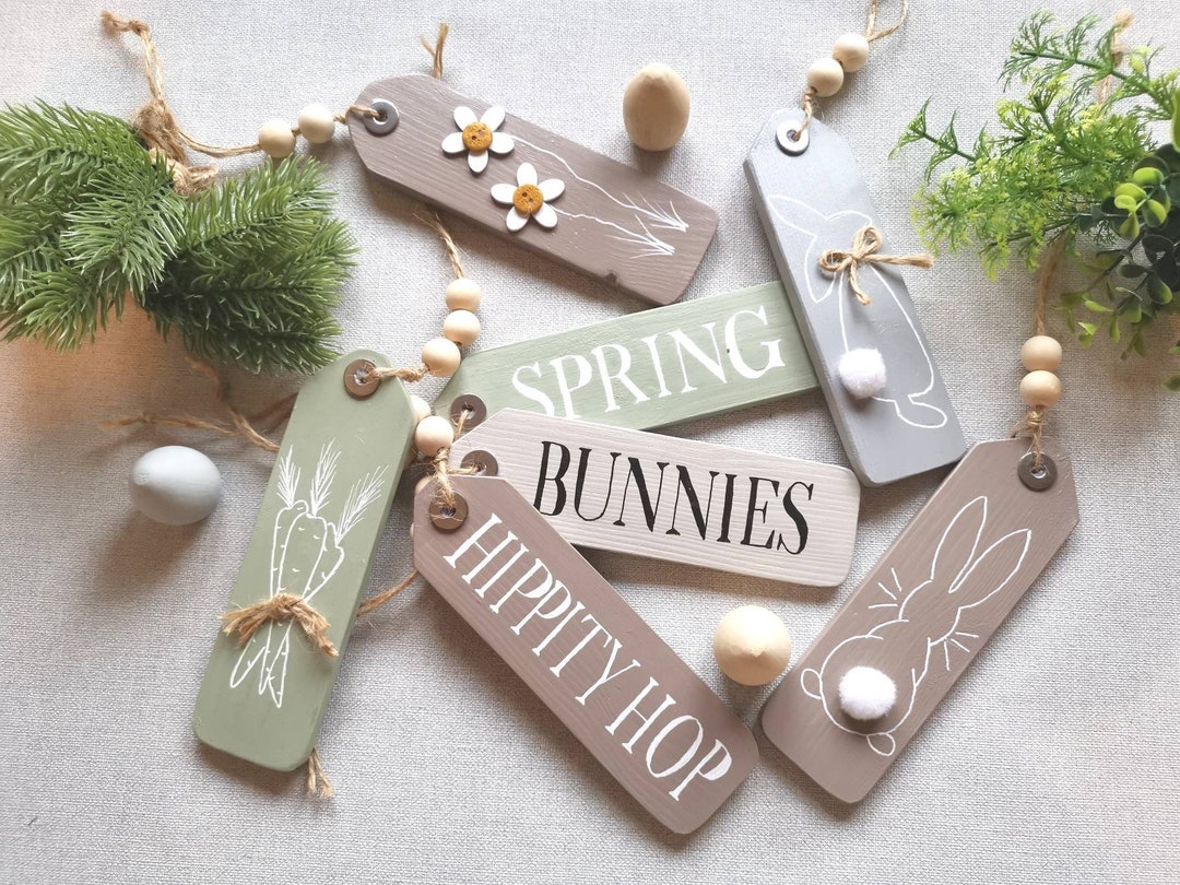Wooden Easter Tags, Easter Signs, Spring Decor, Tiered Tray Accessories ...