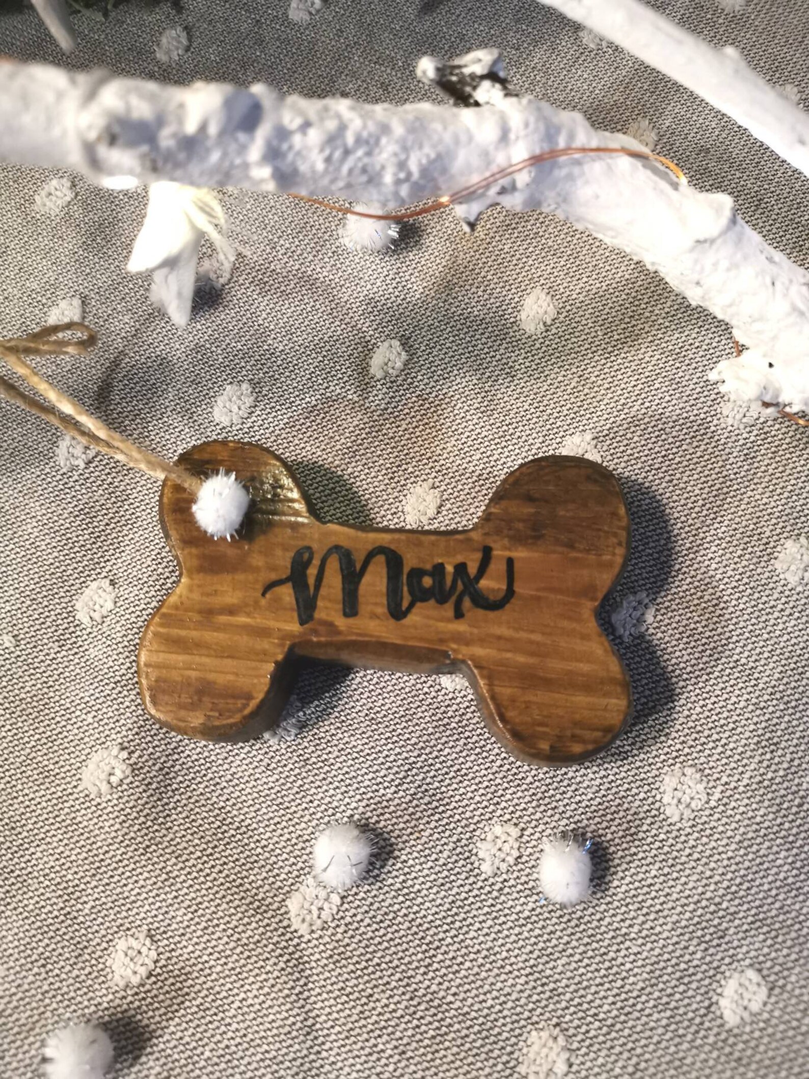 Christmas Tree Decoration Wooden Dog Bone Personalised Home | Etsy UK