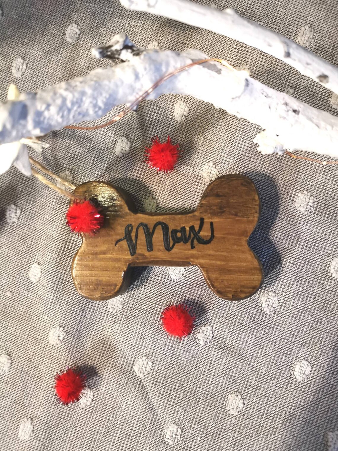 Christmas Tree Decoration Wooden Dog Bone Personalised Home | Etsy UK