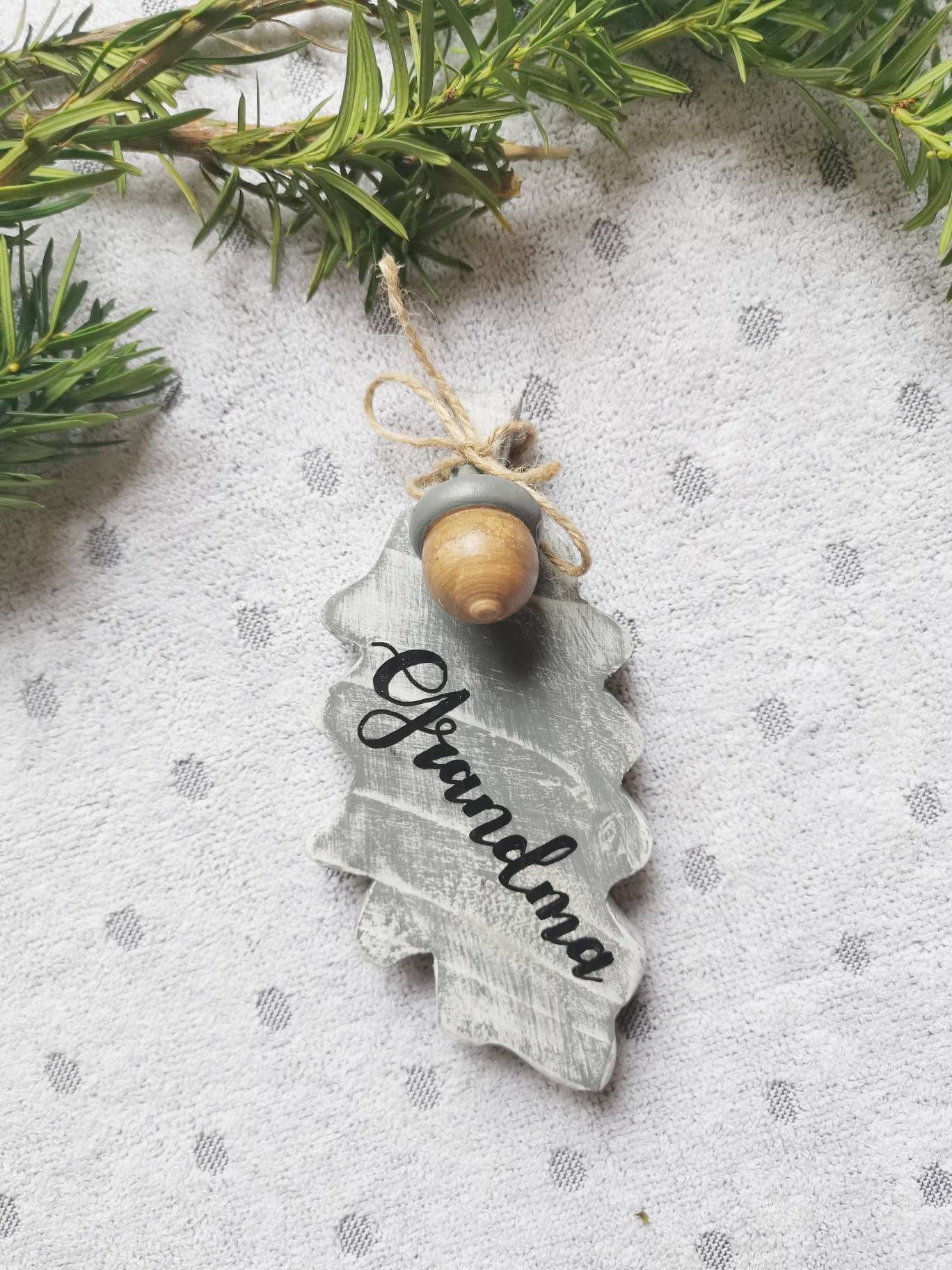 Personalised Gift Wooden Hanging Oak Leaf & Wooden Acorn - Children ...