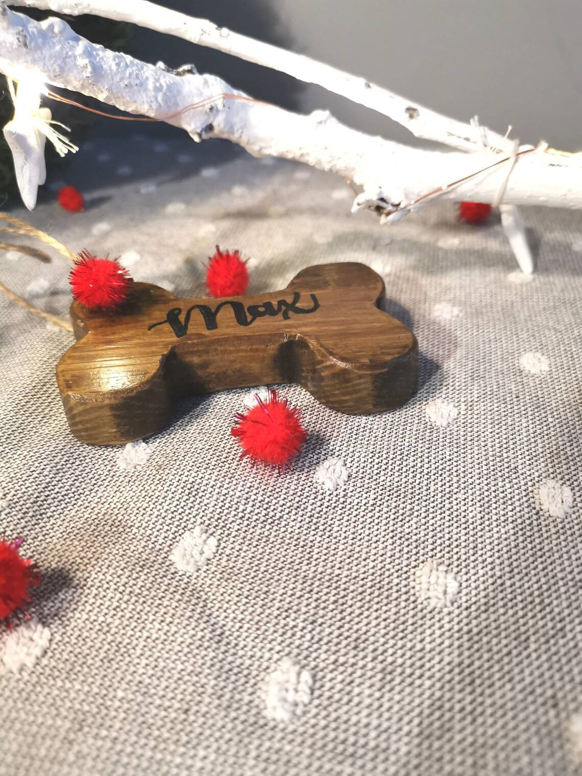 Christmas Tree Decoration Wooden Dog Bone Personalised Home | Etsy UK
