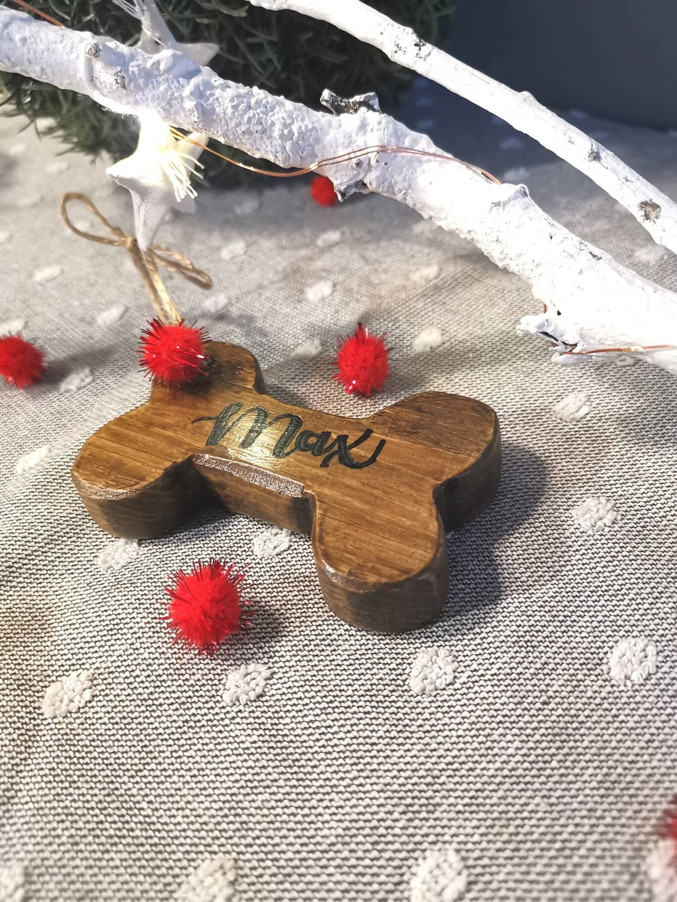 Christmas Tree Decoration Wooden Dog Bone Personalised Home | Etsy UK