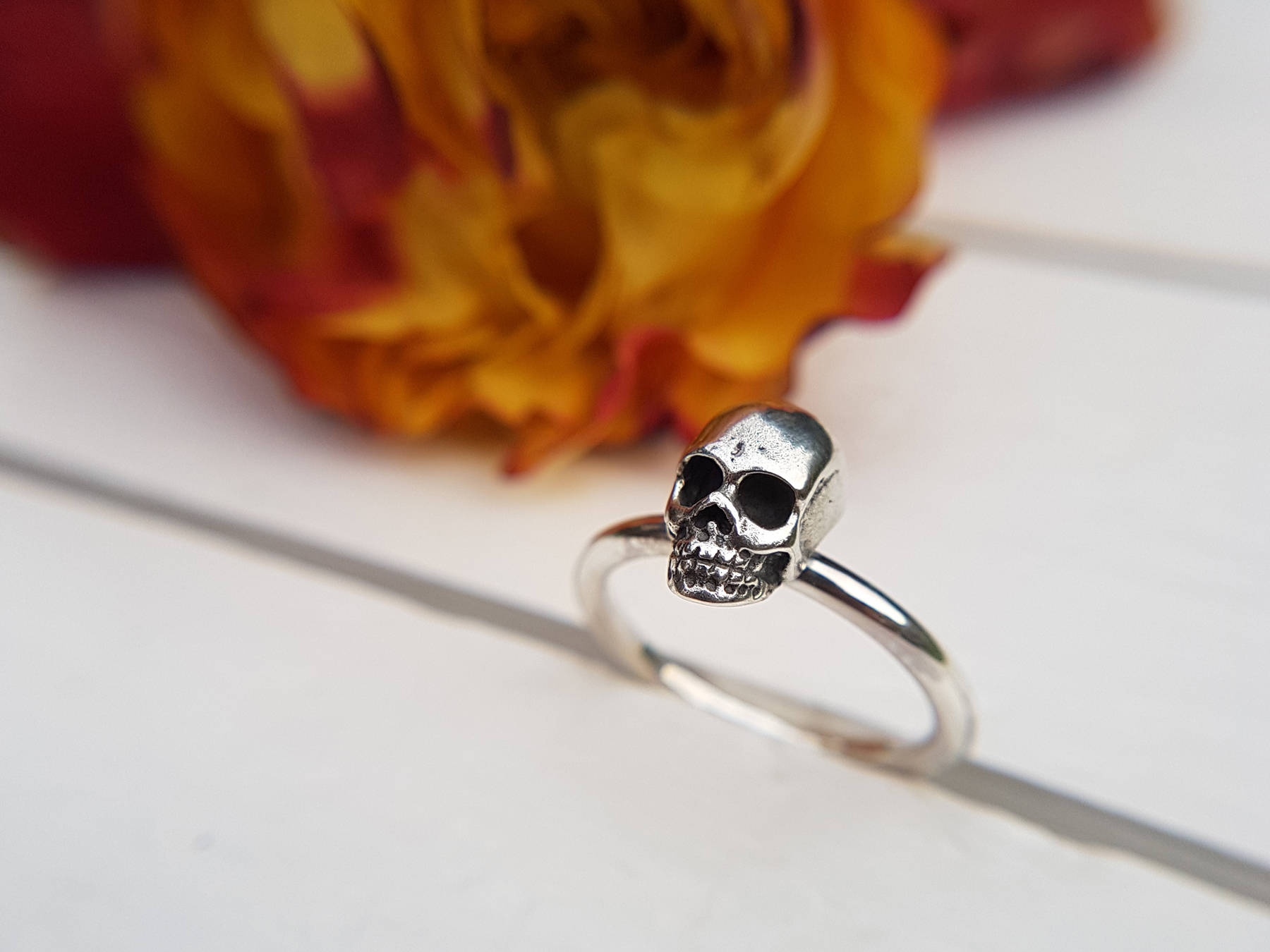 Mini solid silver skull ring Alternative Jewellery Small | Etsy
