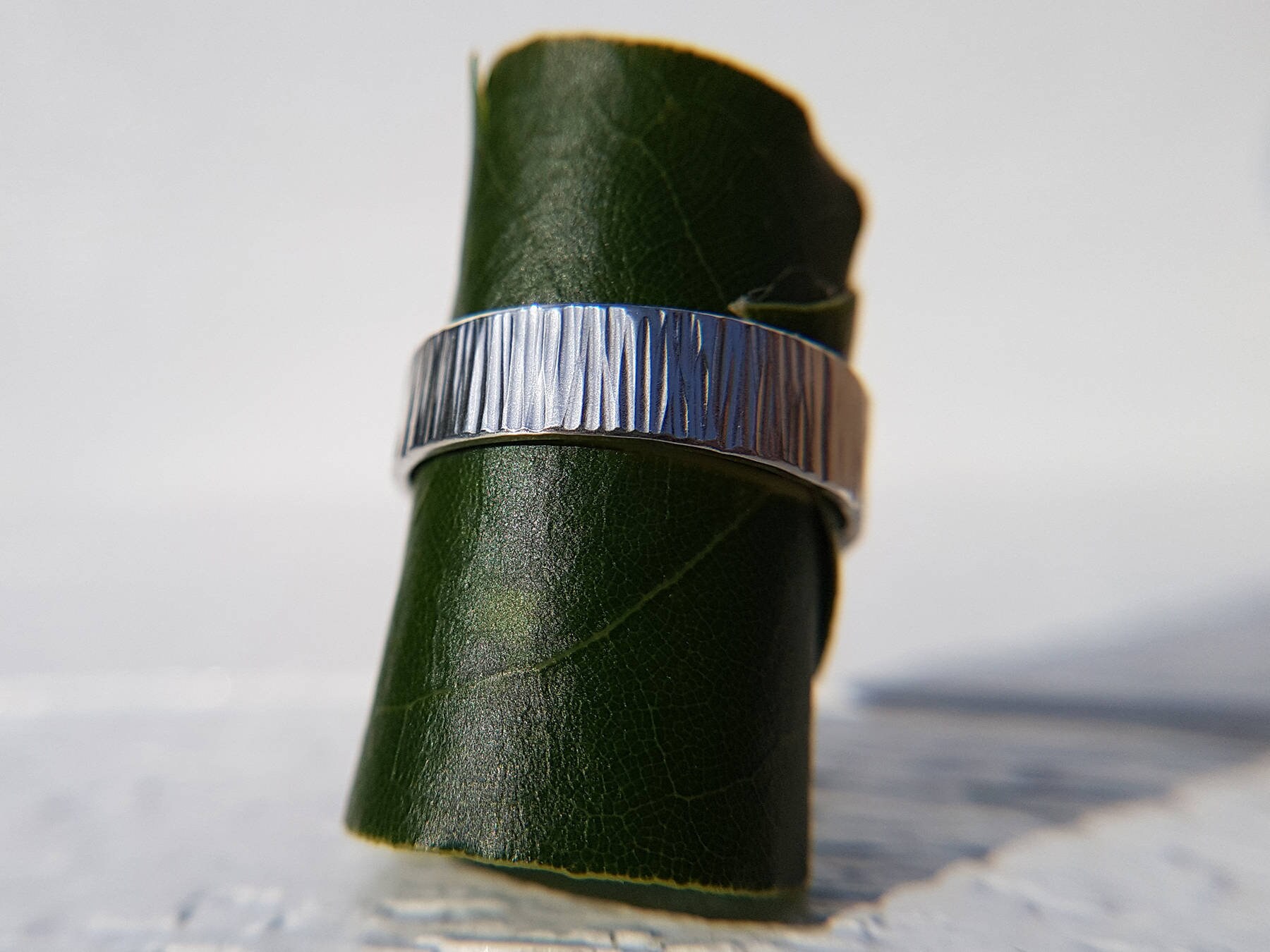 Tree Bark Texture Ring Botanical Silver Band Mother's | Etsy