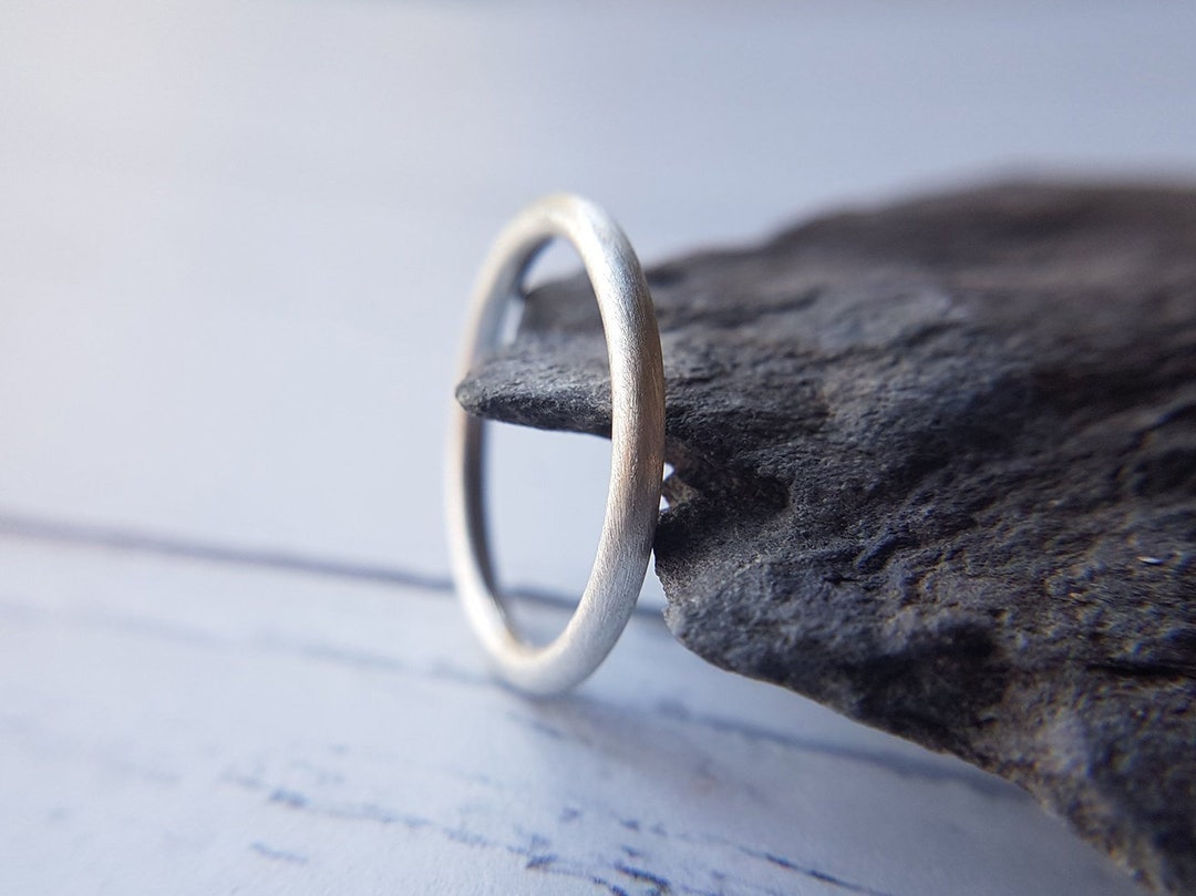 Satin Silver Ring, Elegant Matte Silver Band, Eco-friendly Jewellery ...