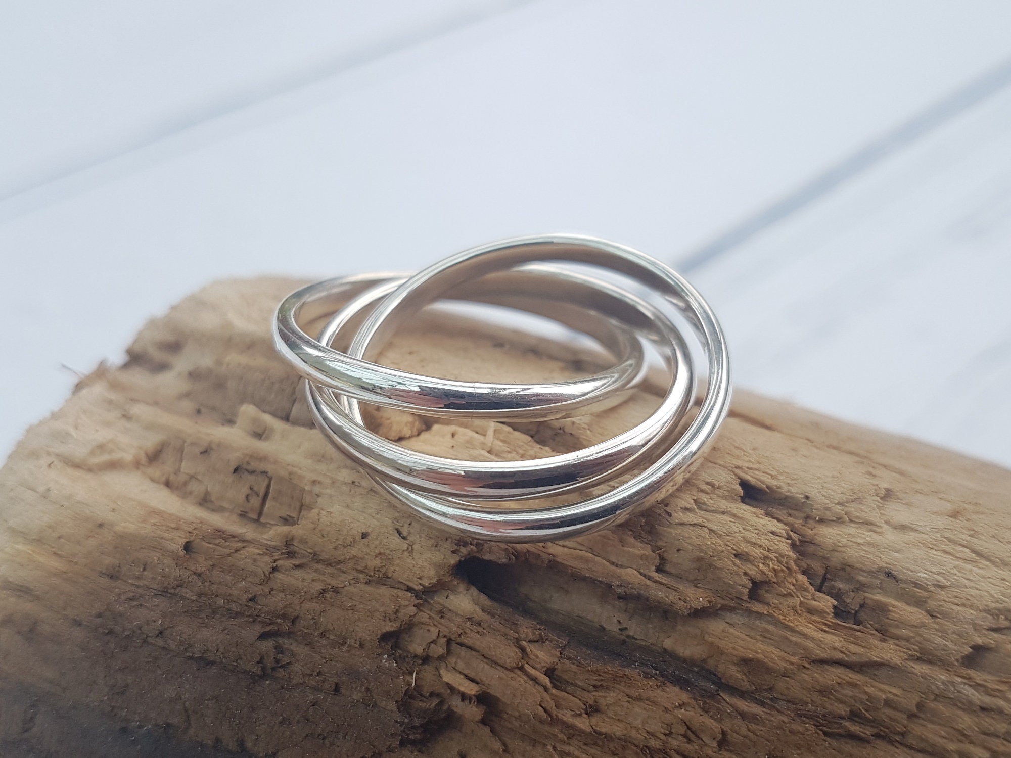 Silver Trinity Rings Tactile thumb ring Silver trio 4mm - Etsy 日本