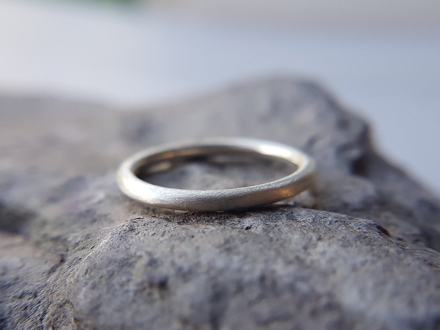 Satin silver ring Elegant matte silver band Eco-Friendly | Etsy