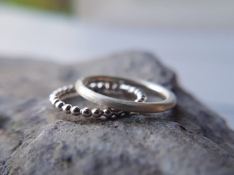 Satin silver ring Elegant matte silver band Eco-Friendly | Etsy