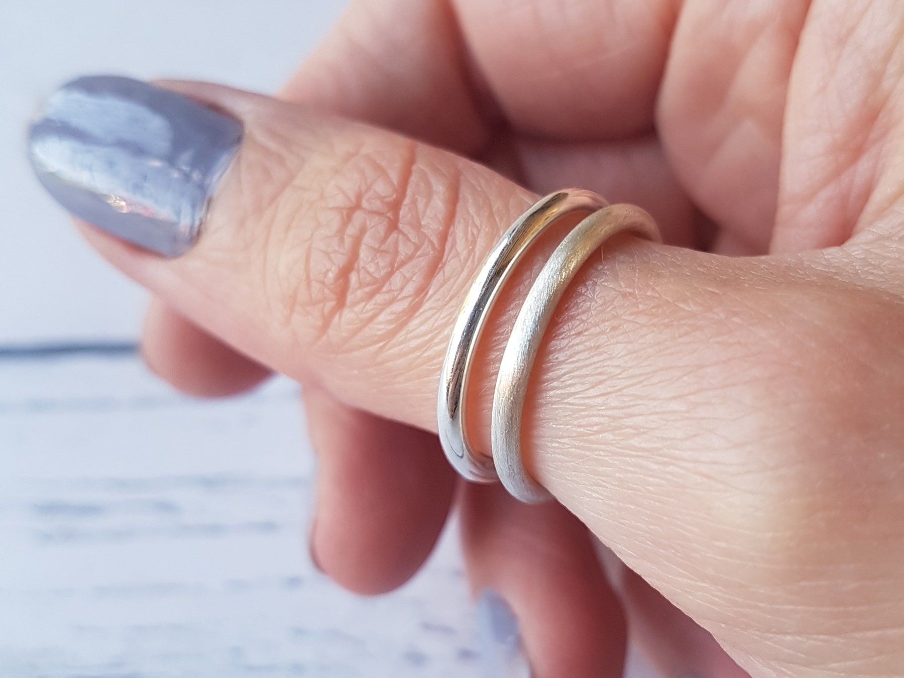 Satin silver ring Elegant matte silver band Eco-Friendly | Etsy