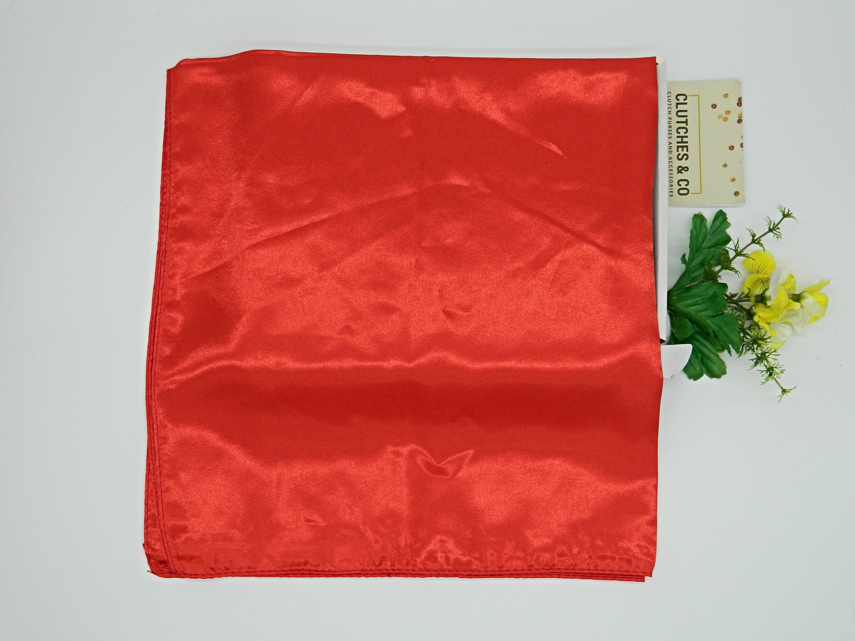 Neck Scarf, Red Colour Plain Scarf, Hair Scarf, 70 X 70 Cm Scarf, Satin ...