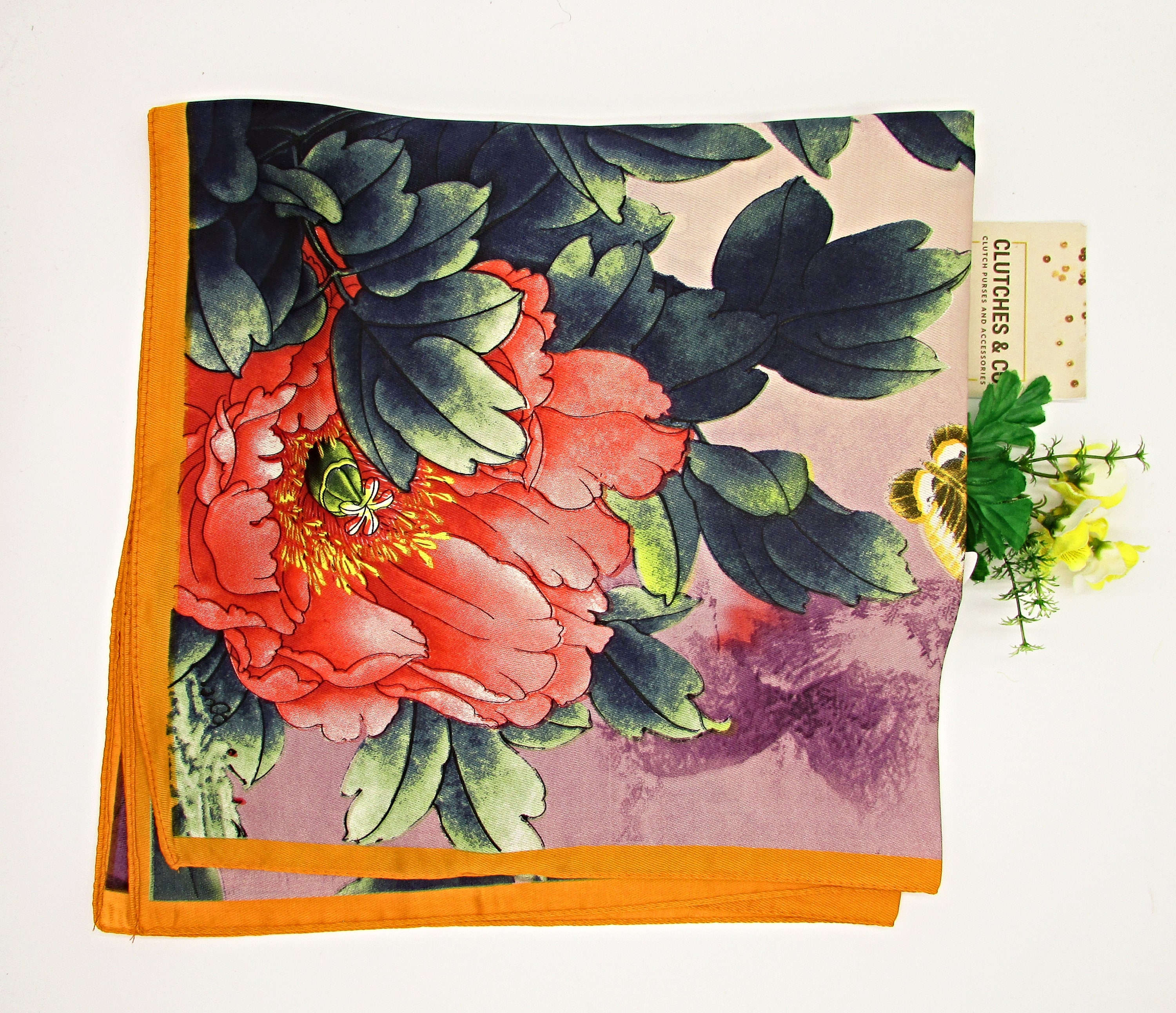 Ladies Neck Scarf, Purple Floral Scarf, Hair Scarf, 70 X 70 Cm Scarf ...