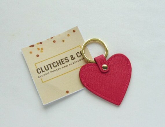 Rose Pink Leather Key Holder Heart Shape Rose Pink Key - Etsy