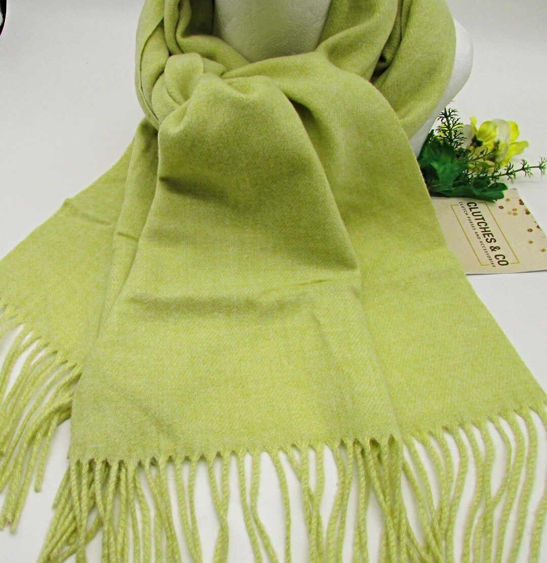 Chartreuse Cashmere Wool Scarf for Women, Winter Warm Neck Shawl ...