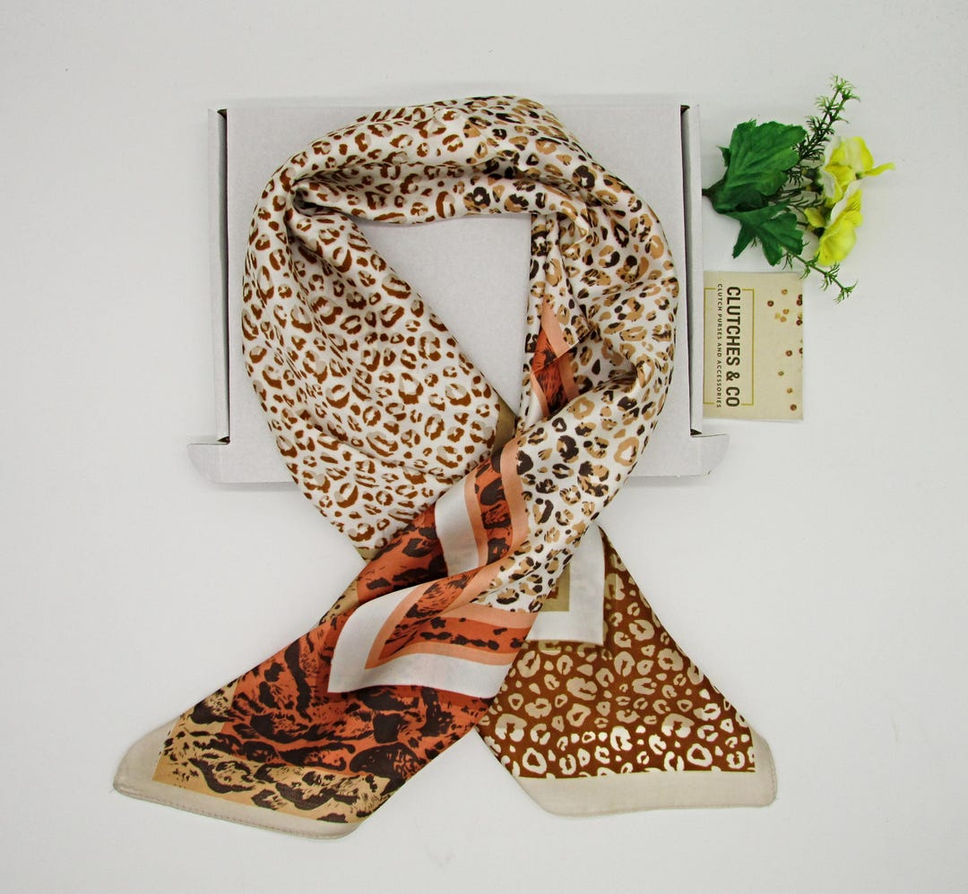 Ladies Neck Scarf, Multi Leopard Print Scarf, Hair Scarf, 70 X 70 Cm ...