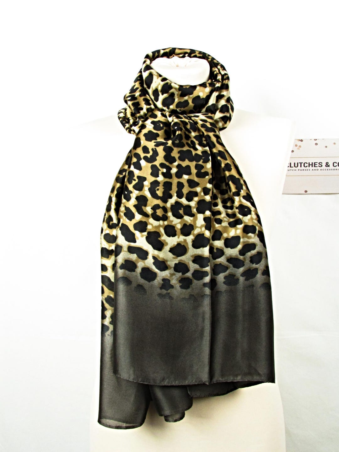 Women's Scarves, Leopard Print Large Scarf, Ladies Silk Feeling Scarf ...