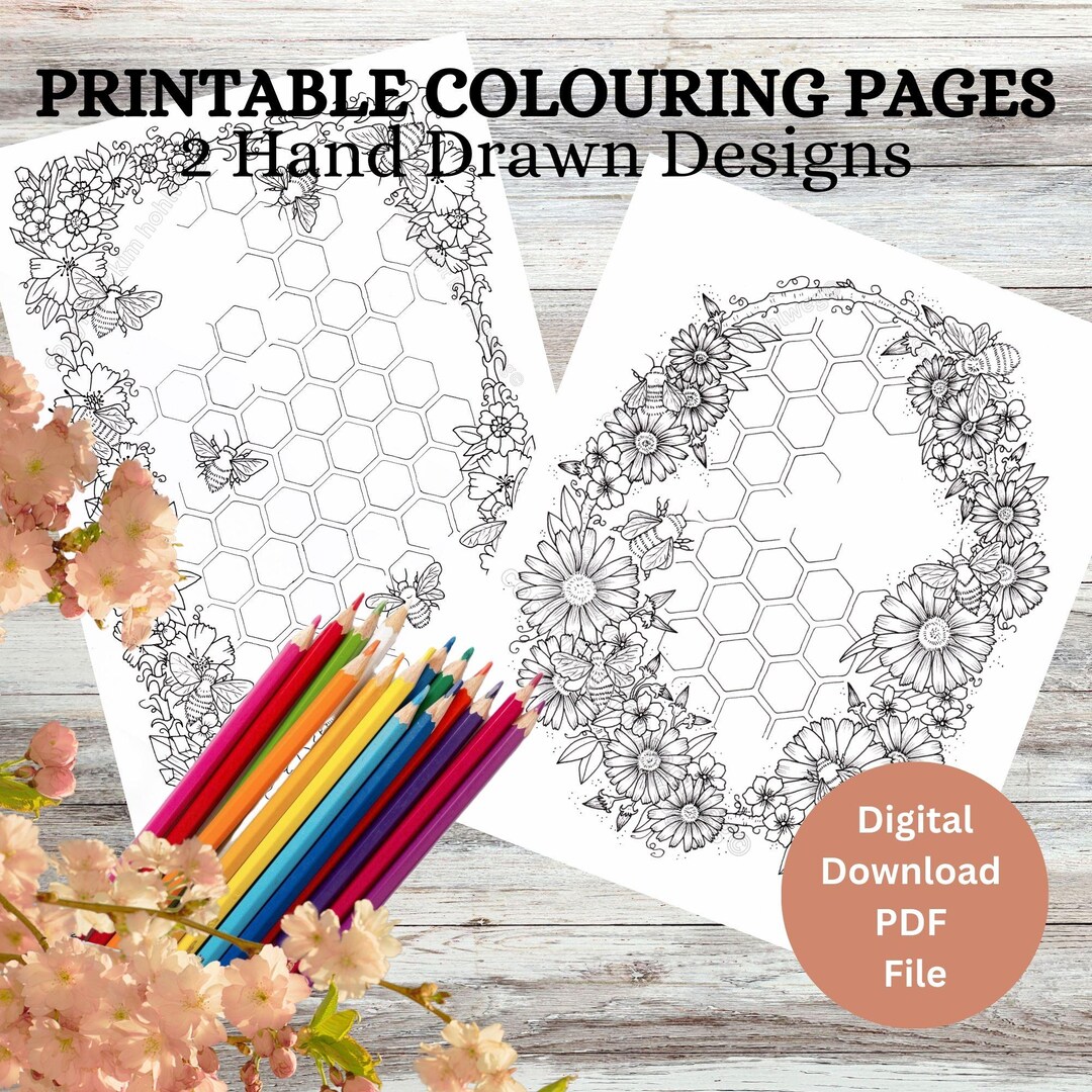 Hand Drawn Colouring Pages for Relaxation, Mindfulness and Fun – ‘bee ...