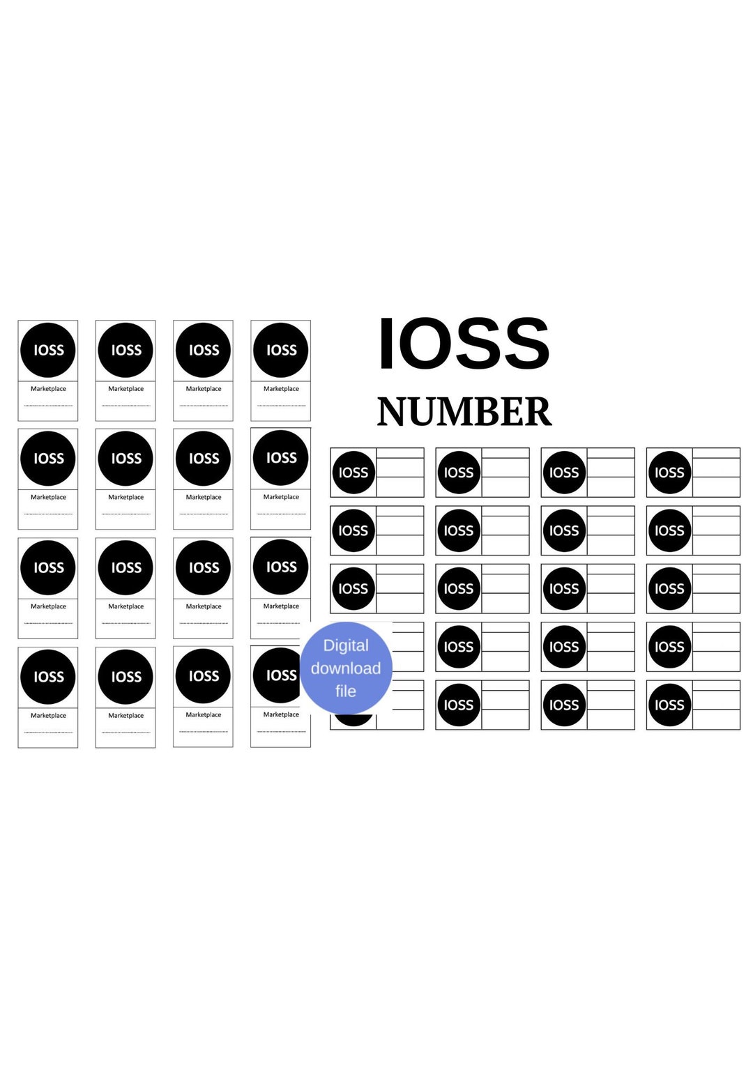 Digital Download File, IOSS Number Blank, Two Different Stickers, A4 ...