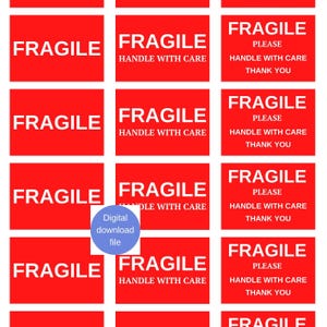 Stickers, Fragile, A4, Small Fragile Stickers, Three Different ...
