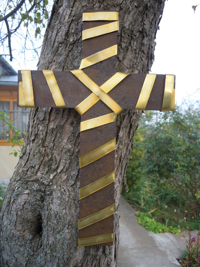 Metal Wall Cross, Rusty Cross, Intertwined - Etsy