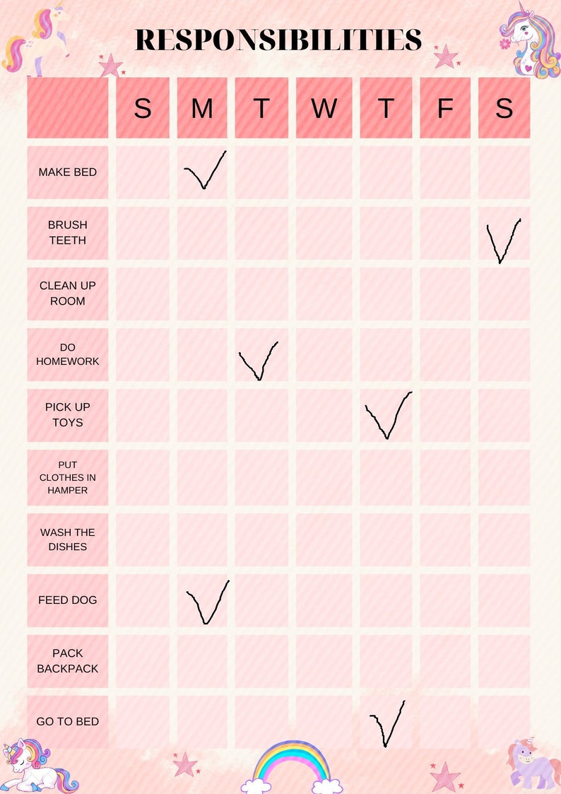 Daily Chores Responsibility Chart Printable, Daily Responsibility Chart ...