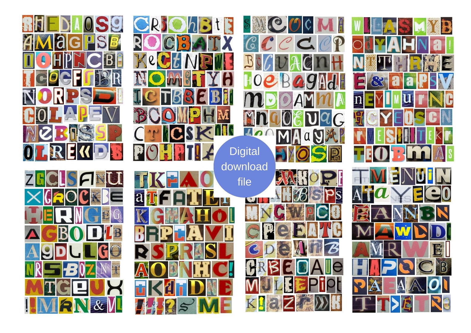 Digital Letters, 10 Sheets of A4, Letters for Scrapbooking, Letters ...