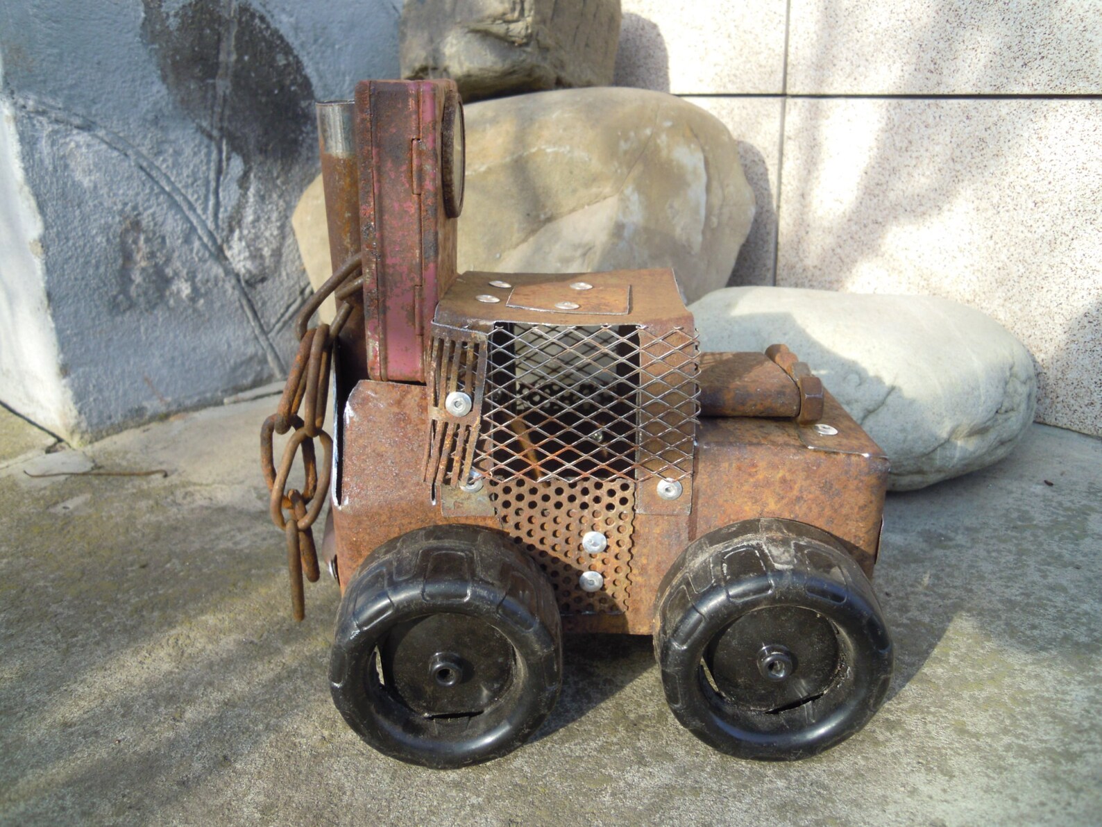 Car sculpture Post apocalyptic auto Spotlight car Rust auto | Etsy