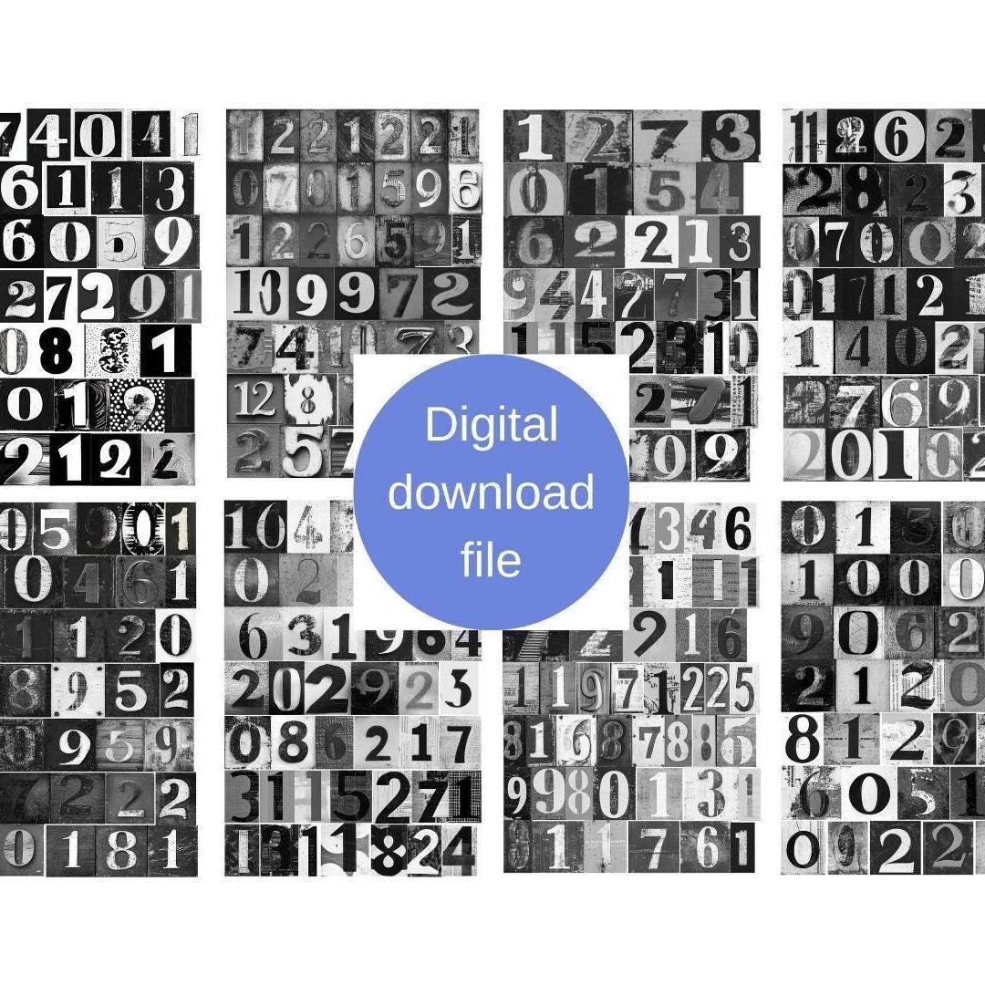 Digital Numbers, Black & White Numbers, 10 Sheets of A4, Numbers ...