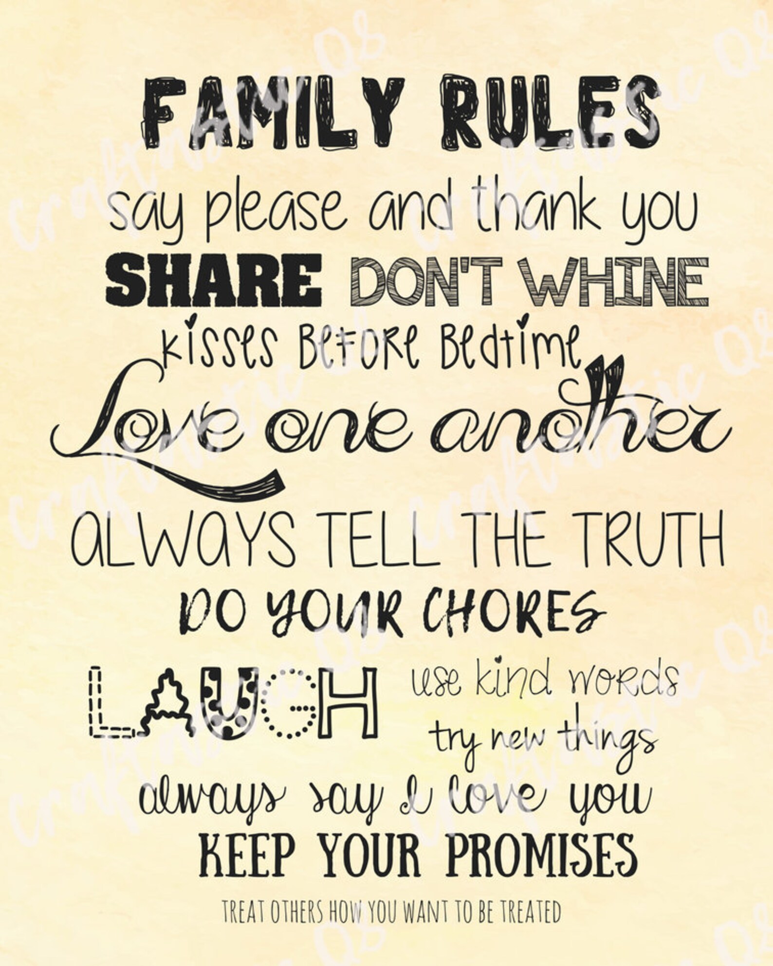 Family Rules Poster ***INSTANT DOWNLOAD*** - Etsy
