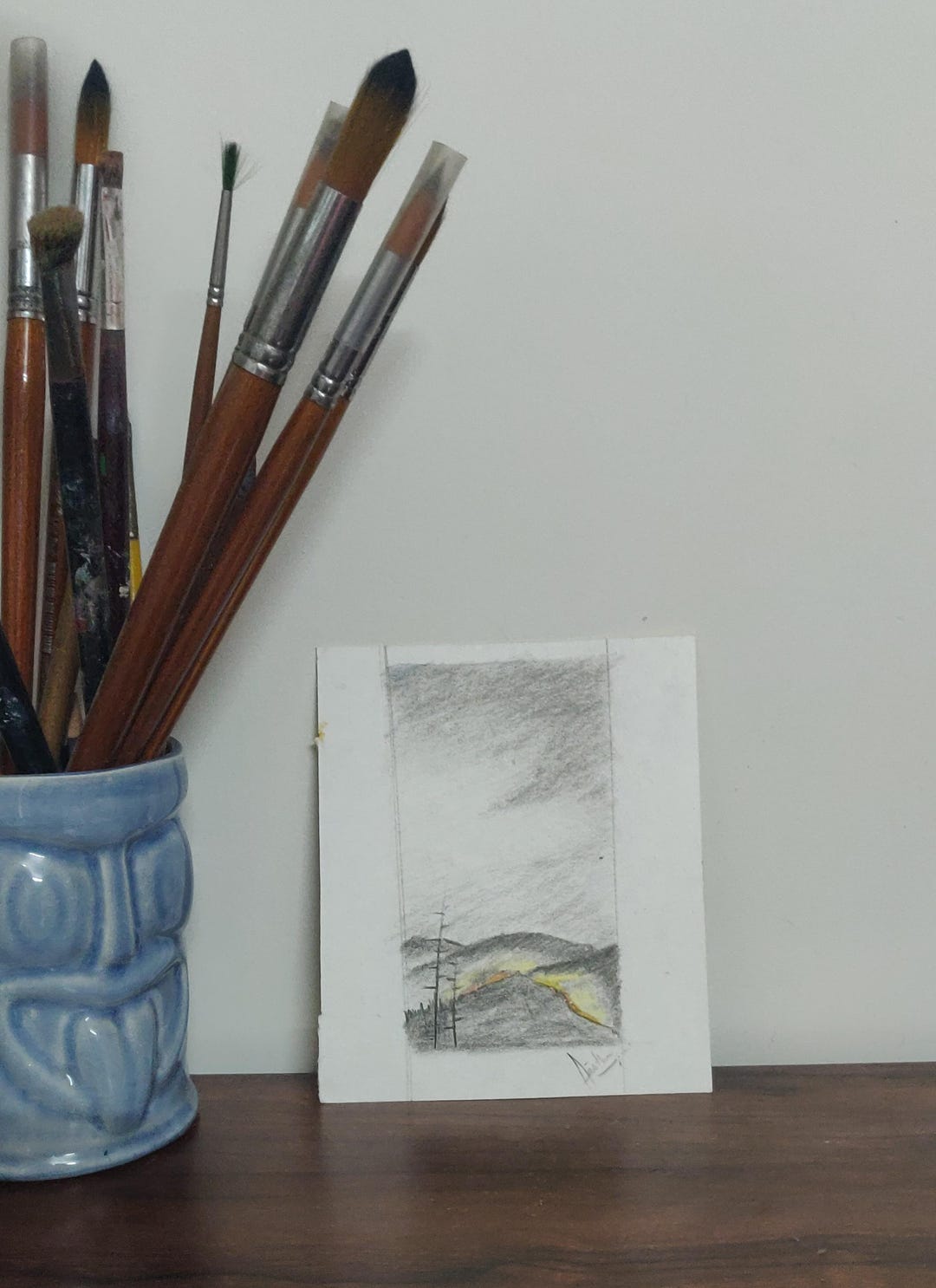 Himalayan Mountain Fire Sketch: Pencil Drawing on Handmade Paper - Etsy