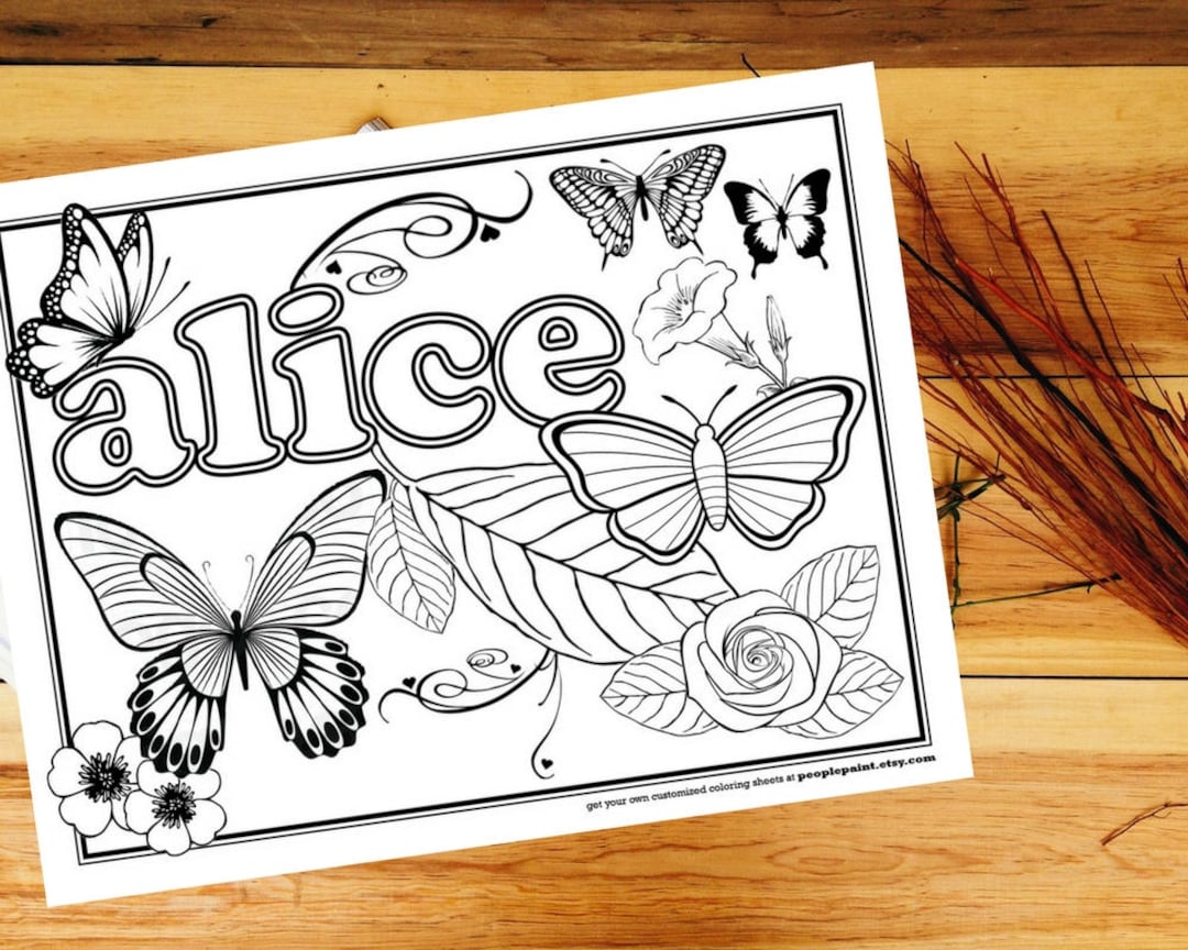 Butterfly Customized Printable Coloring Sheet Download, Personalized ...