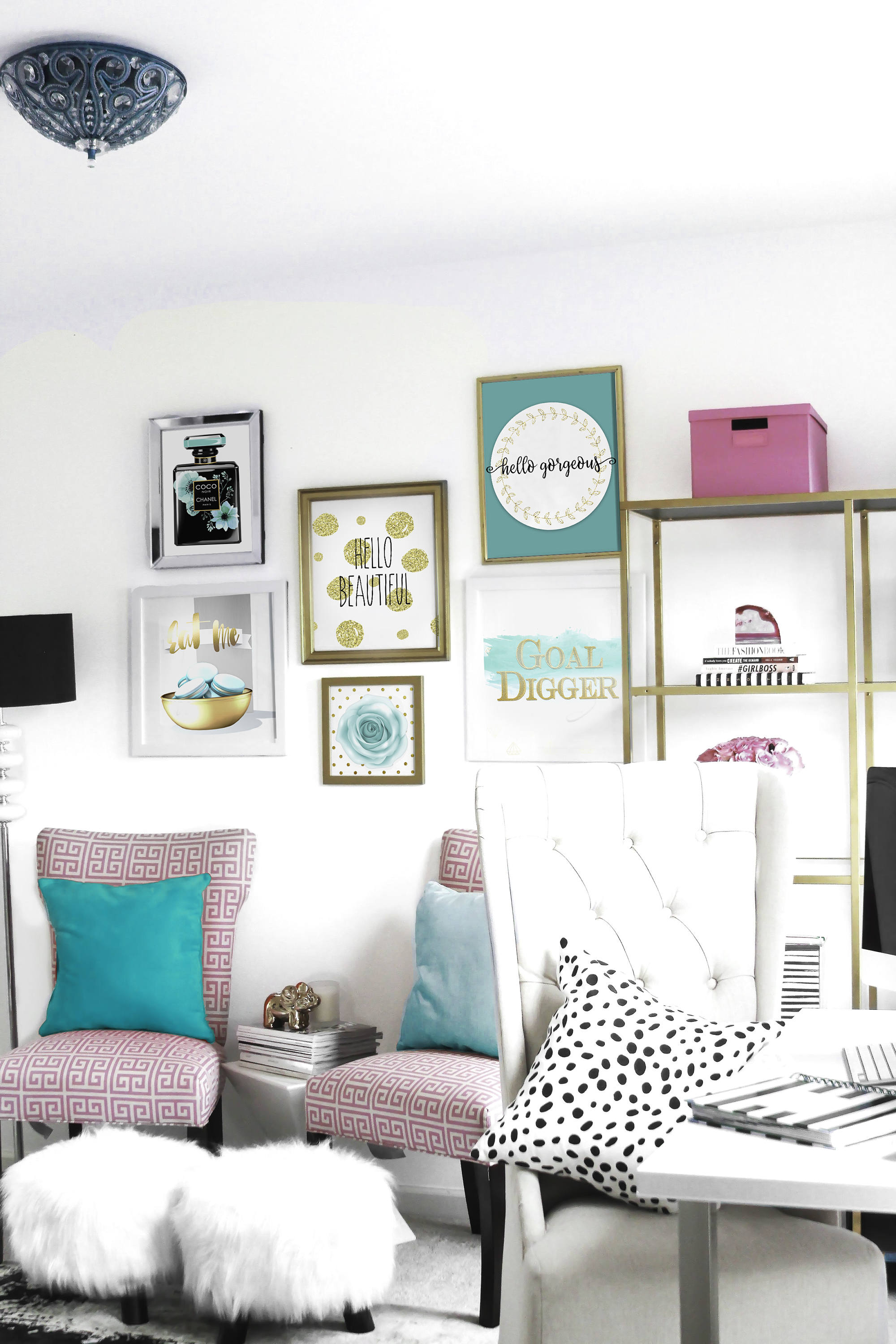 Goal Digger Turquoise and Gold Motivational Quote Watercolor - Etsy