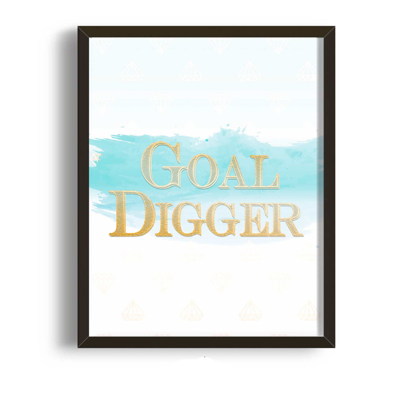 Goal Digger Turquoise and Gold Motivational Quote Watercolor - Etsy