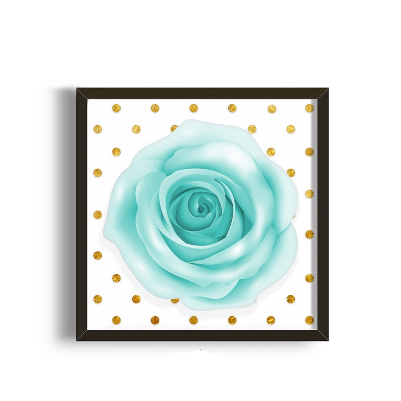 Floral Wall Art - Shabby Chic Roses Chic Wall Art Print Teal Glitter ...