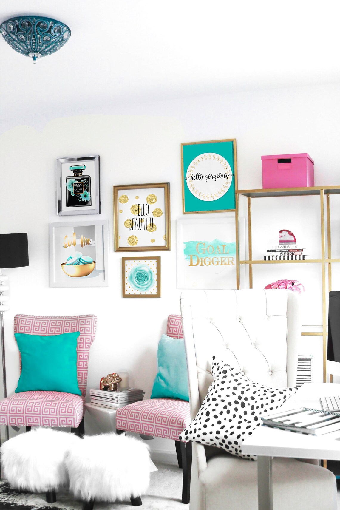 Hello Beautiful - Gold Glitter Dots Printable Poster, Typography ...