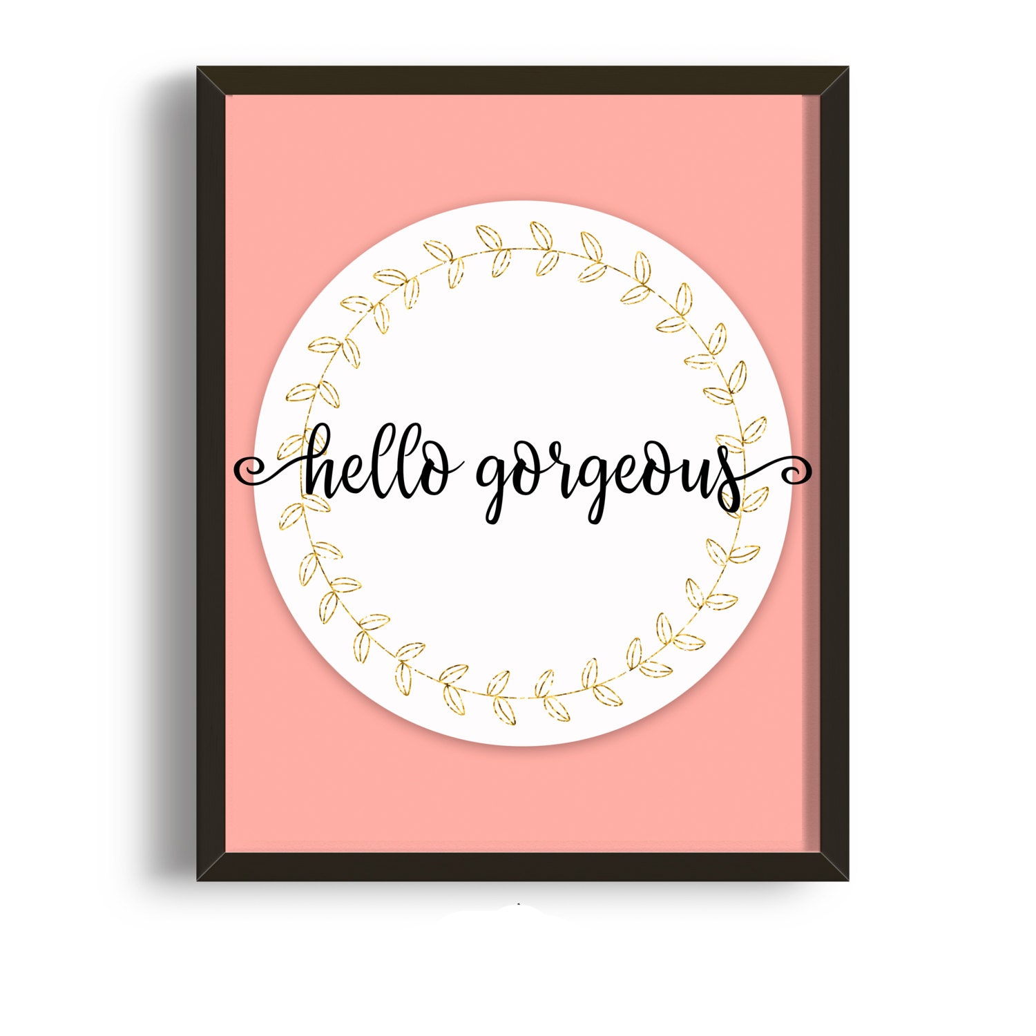 Chic Wall Art Hello Gorgeous Print Peach Office Decor Printable Art ...