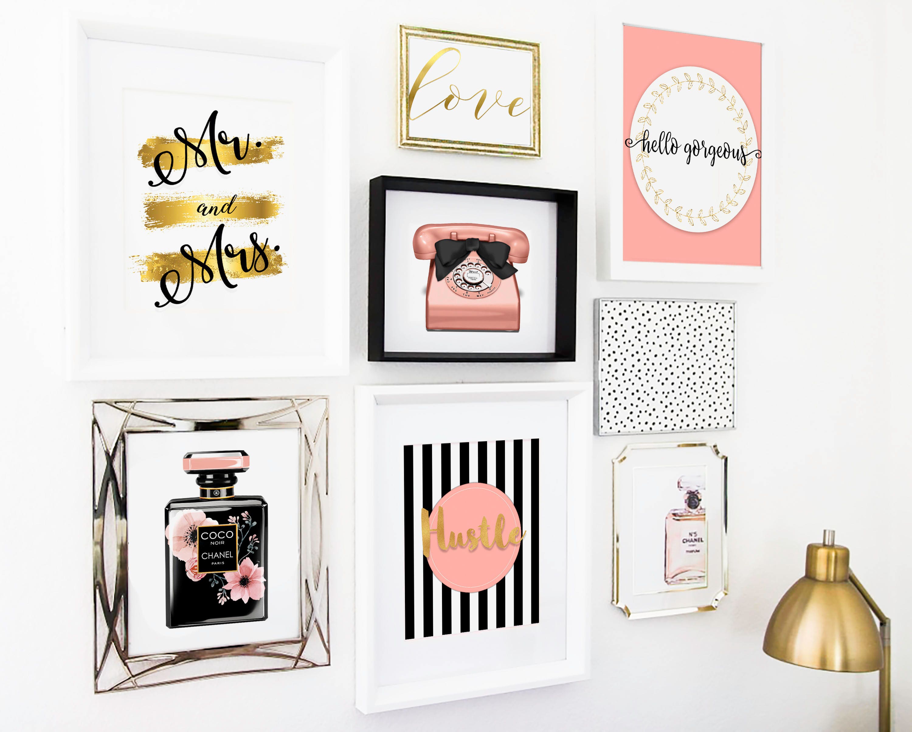 Chic Wall Art Hello Gorgeous Print Peach Office Decor Printable Art ...