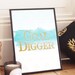 Goal Digger Turquoise and Gold Motivational Quote Watercolor - Etsy